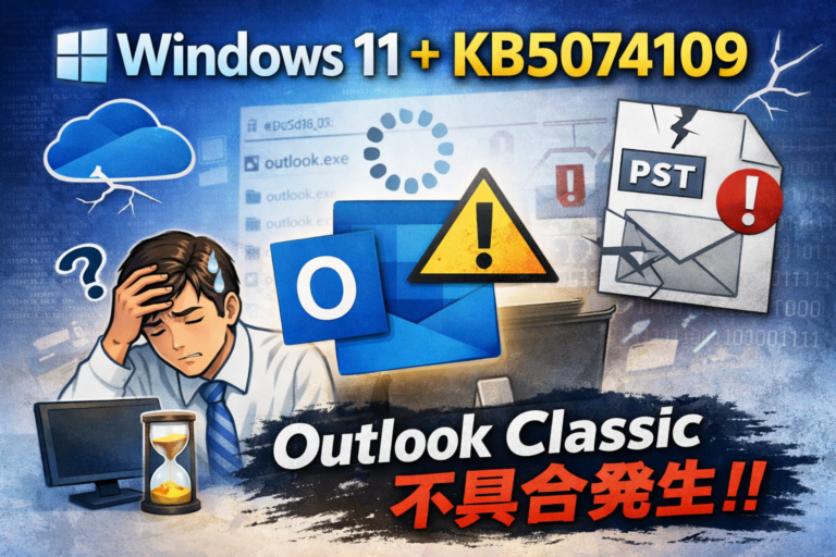 【注意】Windows 11 25H2でOutlook Classicが起動しない不具合｜KB5074109が原因 - 社内SEのトラブル対応