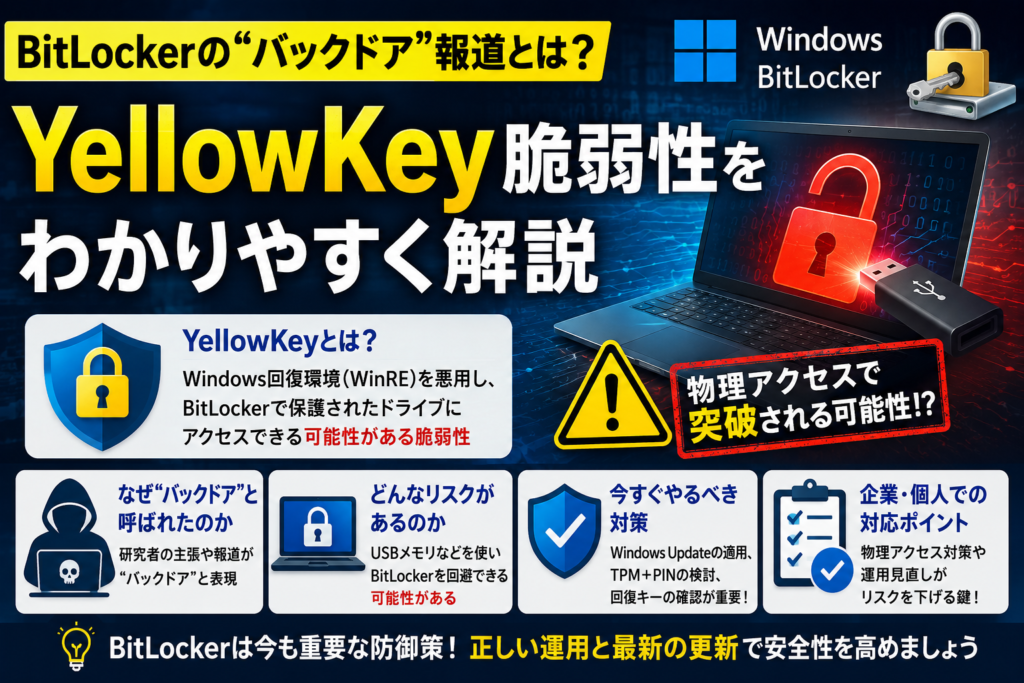 BitLockerの“バックドア”報道とは？YellowKey脆弱性をわかりやすく解説 - 社内SEのトラブル対応